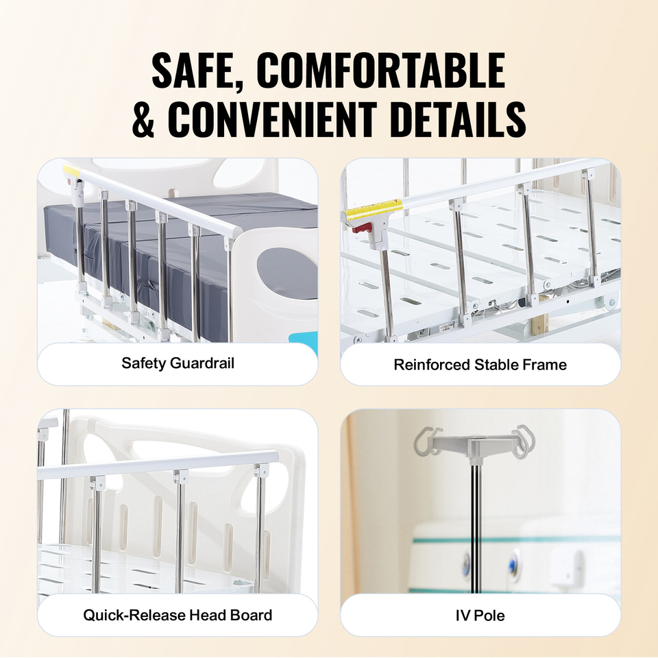 Premium 3 Function Full Electric Hospital Bed ICU Medical Bed 440LBS ...