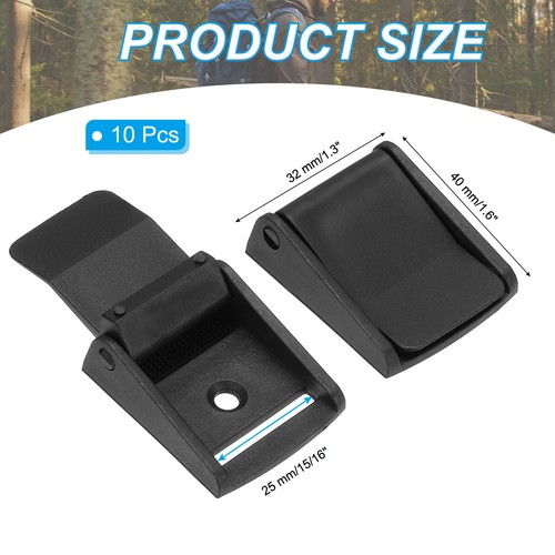 Webbing Black Cam Buckle 15/16 inch, 10 Pack Plastic Adjustable Toggle ...