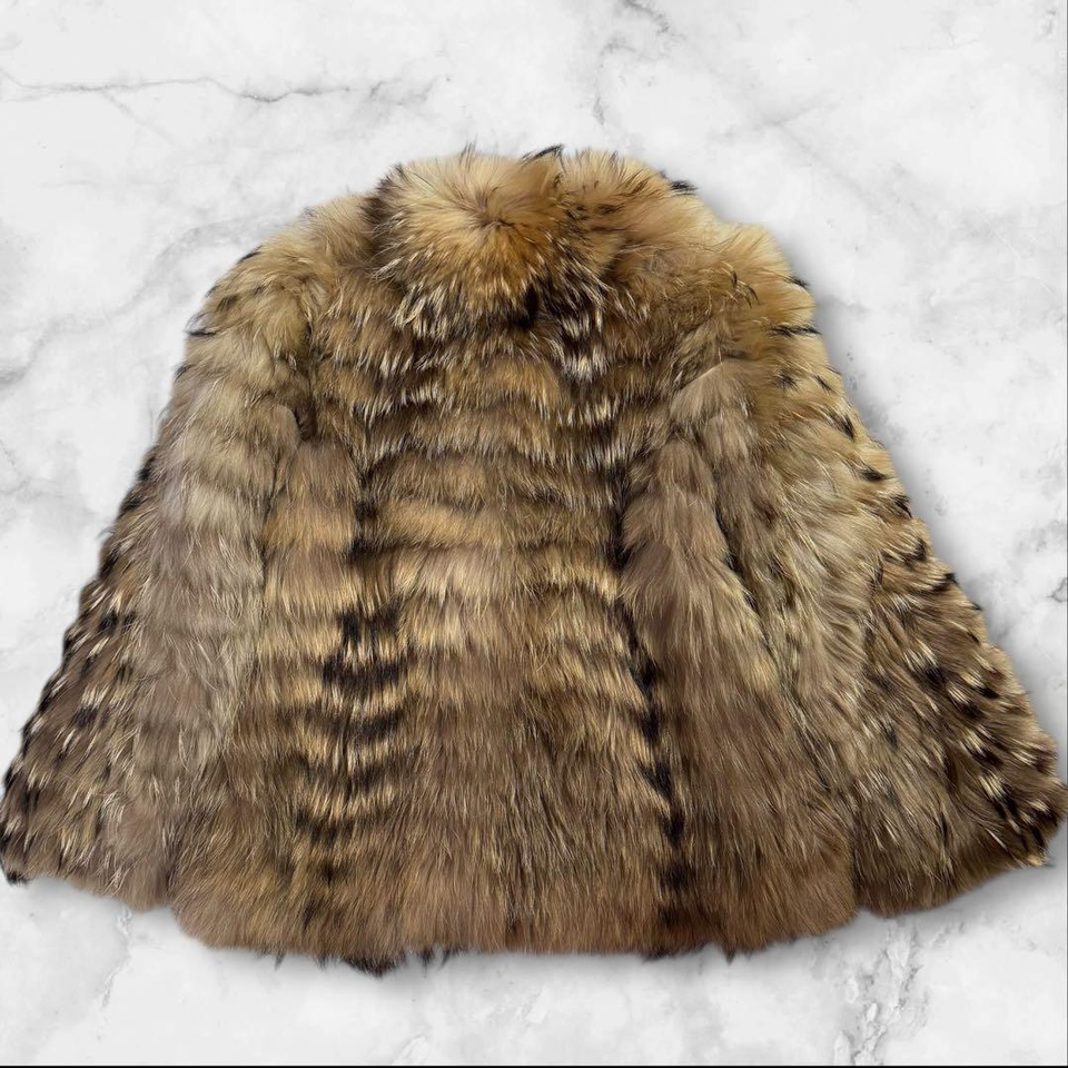 Golden Tanuki Raccoon Dog Fur Short Coat Women Size L Real Fur JP | eBay