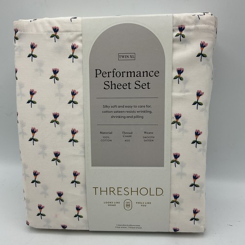 Threshold Performance Sheet Set Twin XL 100% Cotton Floral Multicolor ...