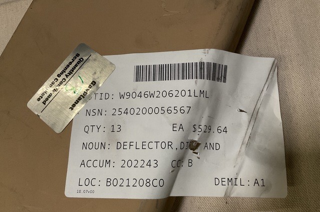 MILITARY VEHICLE DEFLECTOR DIRT & LIQUID 10676209-011PT 2540-20-005 ...