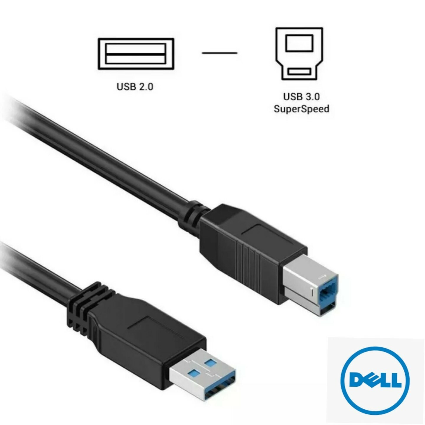 Genuine Dell 6ft USB 3.0 SuperSpeed Type A to Type B Male Cable ...