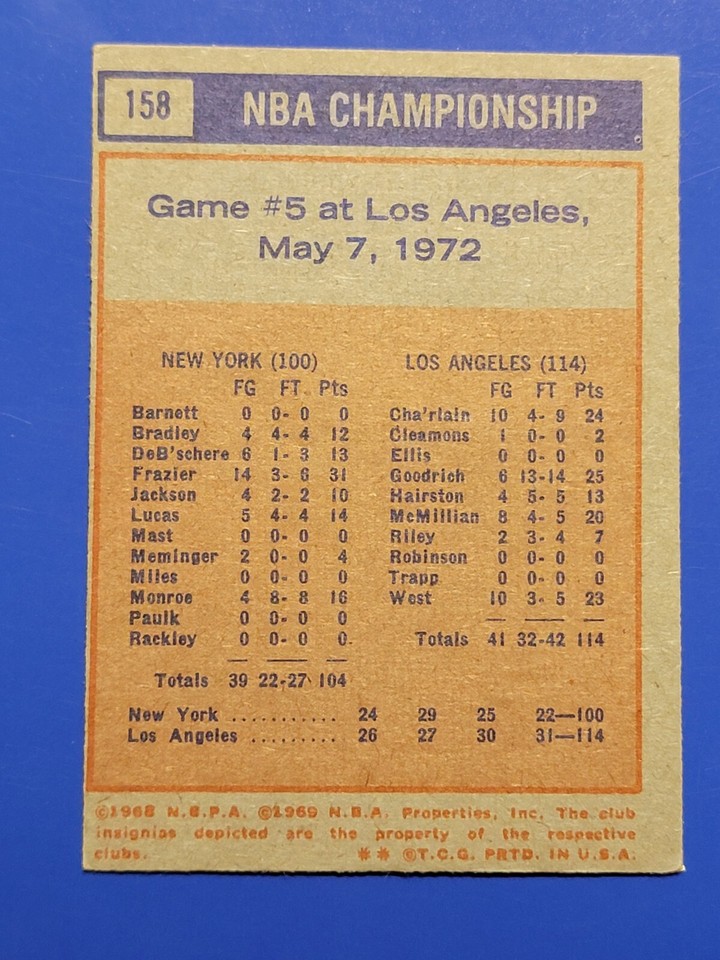 1972-73 Topps NBA Championship Game 5 #158 "Jerry Drives In" Sharp! EX ...