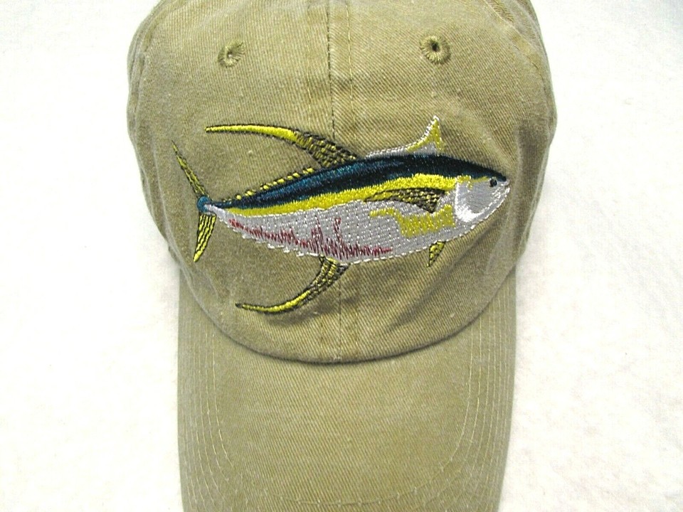 YELLOWFIN TUNA Sport Cap Fishing Hat Adjustable Embroidered TUNA Fish ...