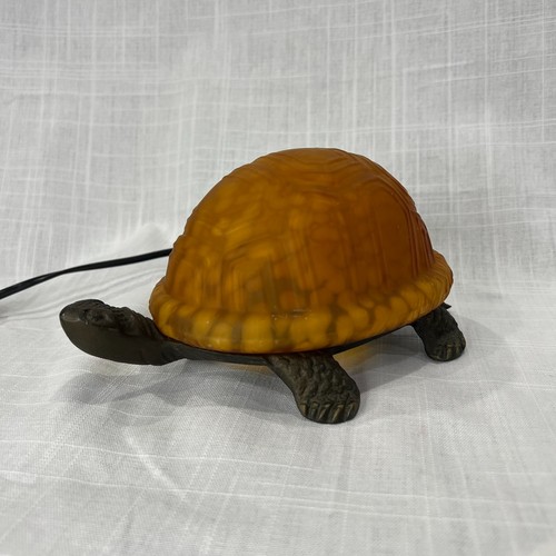 Vintage Turtle Accent Lamp Amber Glass Shell Night Light Table Desk ...