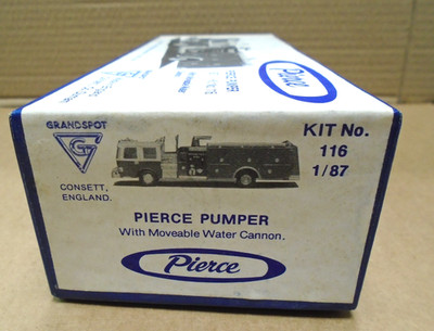 HO SCALE FIRE TRUCK DJH PIERCE PUMPER W/ MOVEABLE WATER CANNON METAL ...