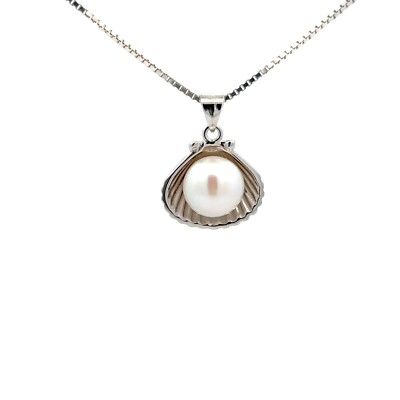 Sterling Silver Shell Pendant With Freshwater Pearl (5/8 x 3/4 Inch) | eBay