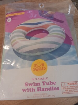 New Sun Squad Inflatable Swim Tube With Handles 36 Inch Diameter Free ...