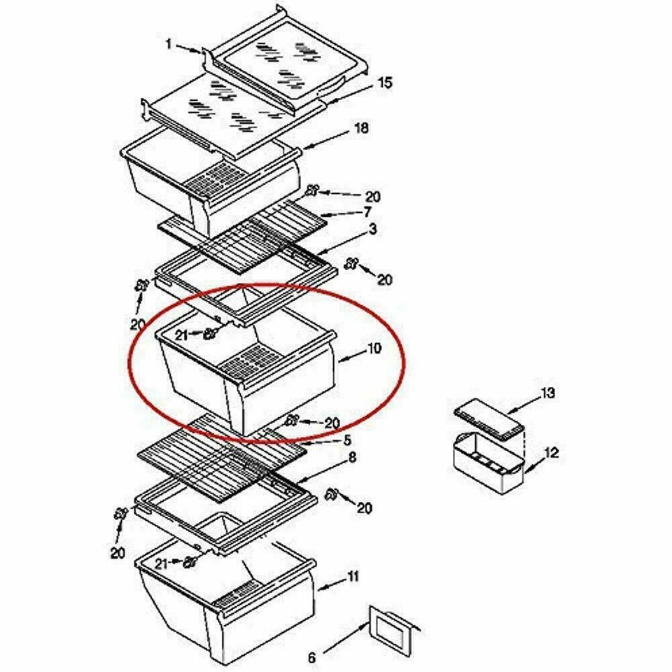 Crisper Drawer for Maytag MSD2242VEB00 MSD2572VEW00 MSD2572VEW01 ...
