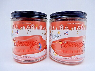 2 BATH & BODY WORKS SNOWY PEACH BERRY 1 WICK SCENTED CANDLE 7 oz NEW | eBay