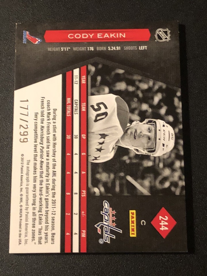 2011-12 Limited Phenoms /299 Cody Eakin #244 Rookie Auto | eBay