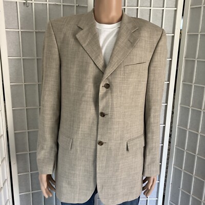 Men's Alexandre London EU50L (US40L) Linen Blend Sand Beige Business ...