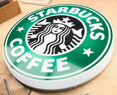 STARBUCKS illuminated wall sign led light box coffee sign man cave home ...