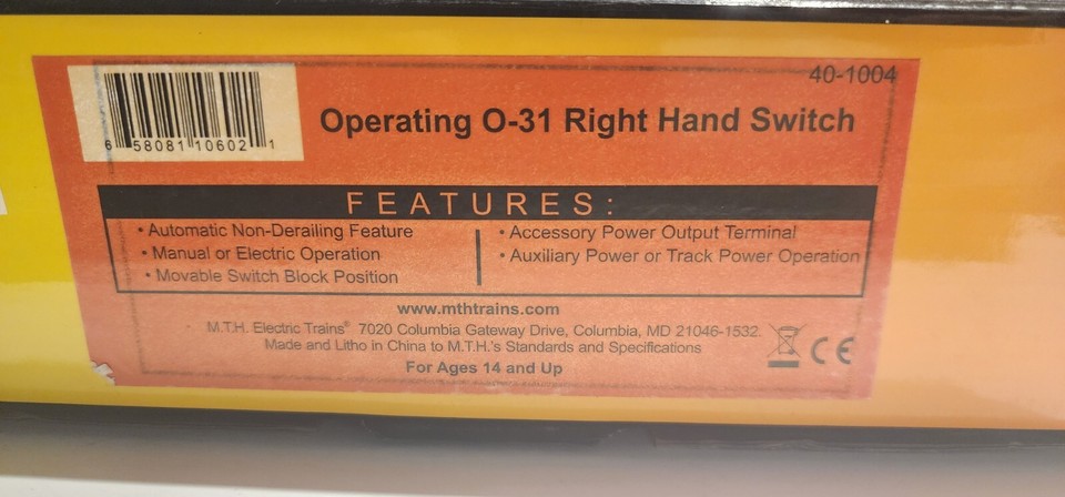 MTH REALTRAX O31 RIGHT HAND SWITCH O GAUGE 40-1004 | eBay