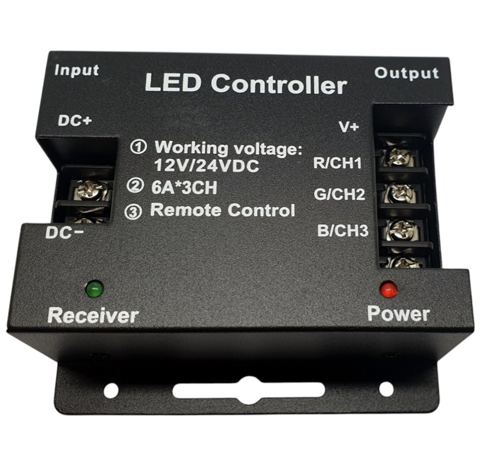 RGB LED Touch RF 6-Key Controller Black 12V 24V 4-Pin Dimmable Remote ...