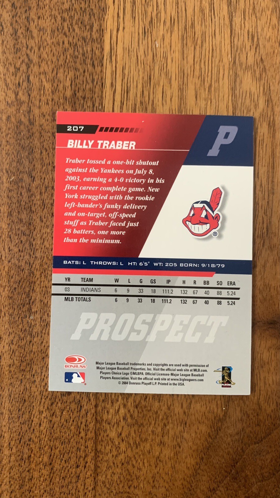 2005 Leaf Auto Billy Traber #207 Auto Indians Prospect | eBay