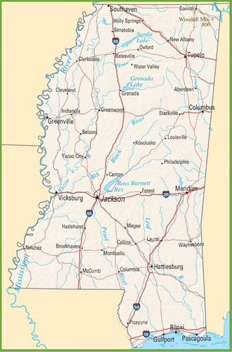 MISSISSIPPI STATE ROAD MAP GLOSSY POSTER PICTURE PHOTO PRINT highway ...