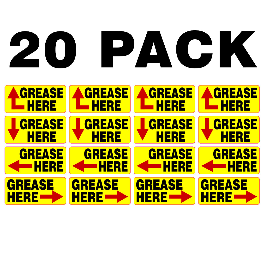 GREASE HERE ARROW Label sticker - 20 decals per package - Red or Yellow ...