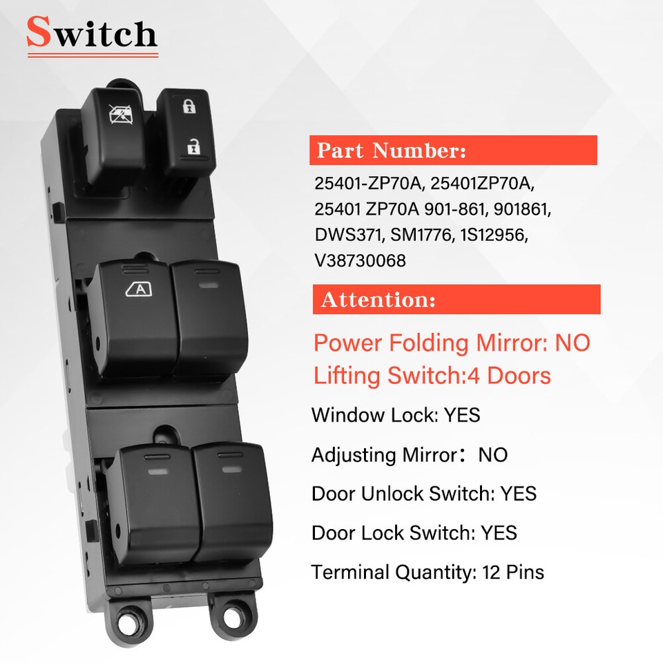 For NISSAN FRONTIER CREW CAB 4.0L 2007-2019 POWER WINDOW MASTER CONTROL ...