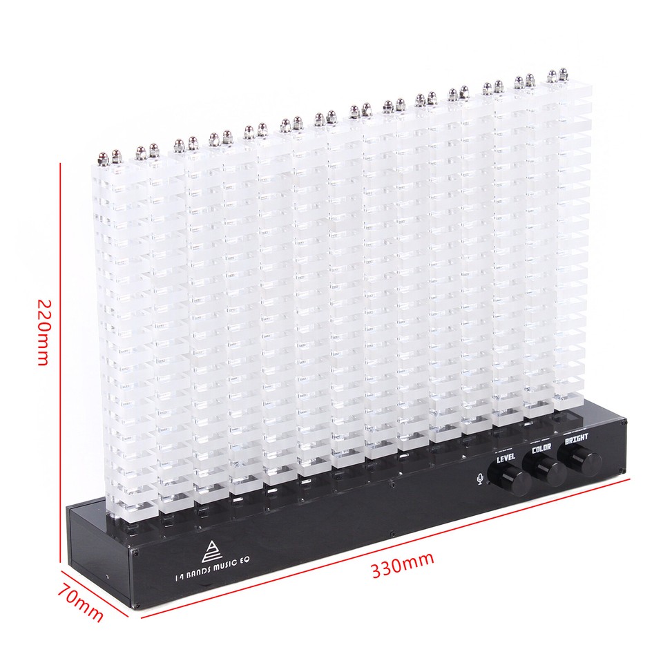 LED Music Spectrum Display Analyzer Stereo Audio Level Indicator 14 ...