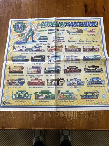 Mardi Gras Bulletin 2025 Krewe of Muses Float depictions summary ...