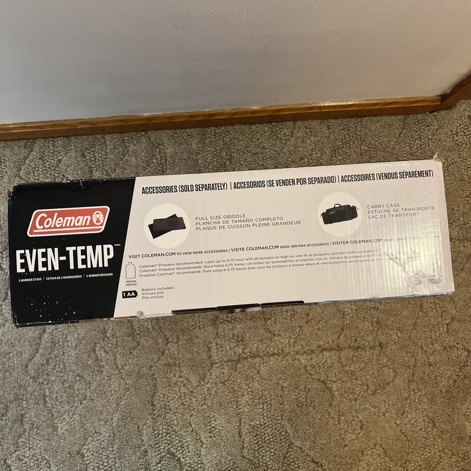 Coleman Even Temp 3 Burner Propane Camp Stove Wind Block 28k BTU (New ...