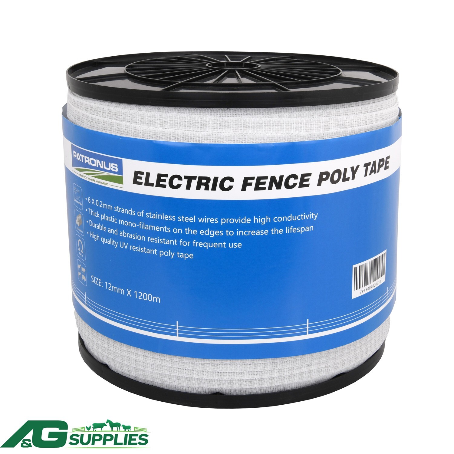 Premium 12mm x 1200M Electric Fence Poly Tape 6 Strands S/Steel ...