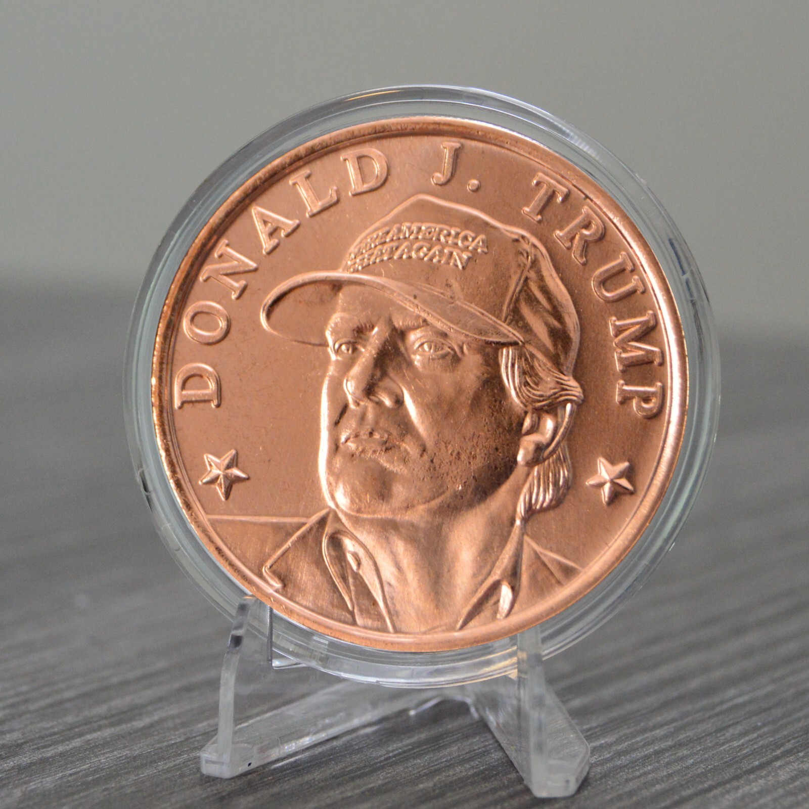 Donald Trump MAGA Hat 1 oz .999 Copper Round Challenge Coin in Capsule ...