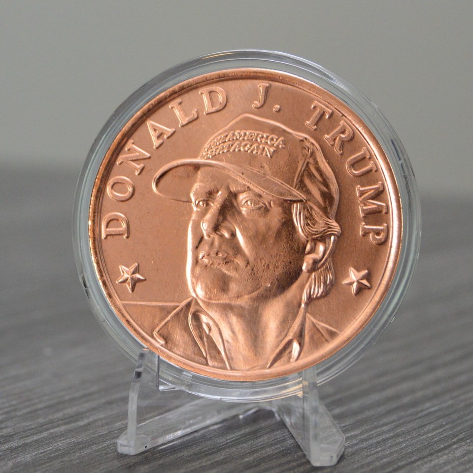 Donald Trump MAGA Hat 1 oz .999 Copper Round Challenge Coin in Capsule ...