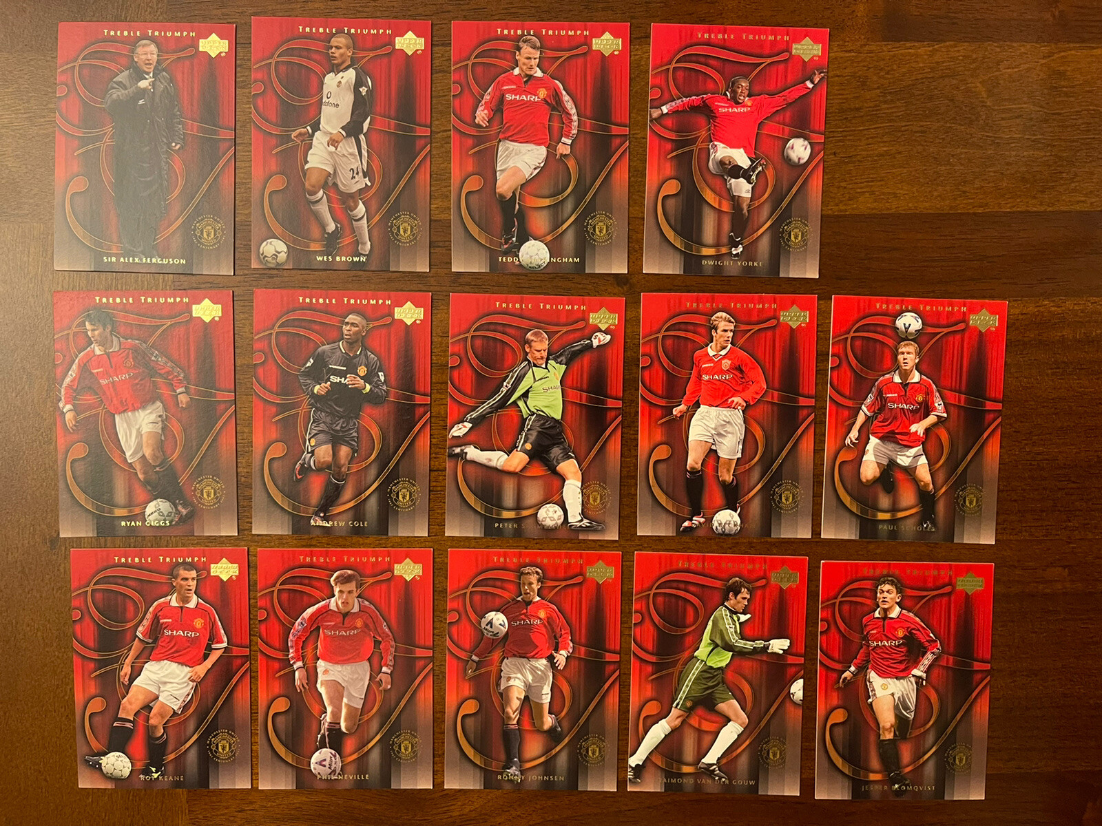 Manchester United TREBLE TRIUMPH Upper Deck Card 2002 Set Of 14 Beckham ...