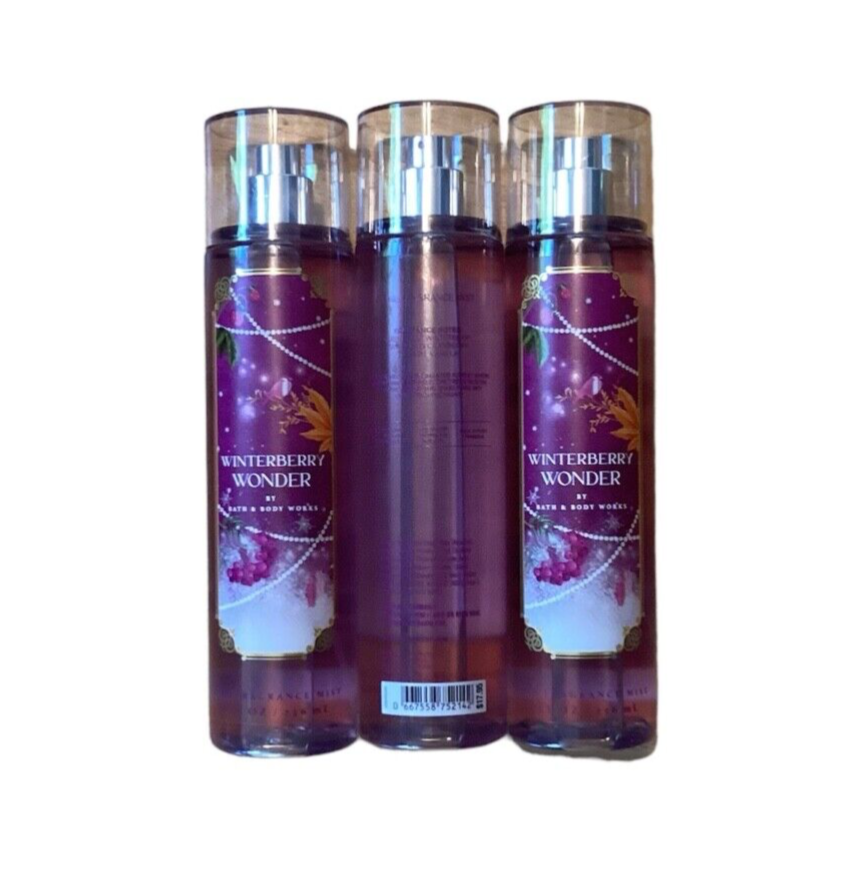 3 X Bath & Body Works WINTERBERRY WONDER Fine Fragrance Mist Winter ...
