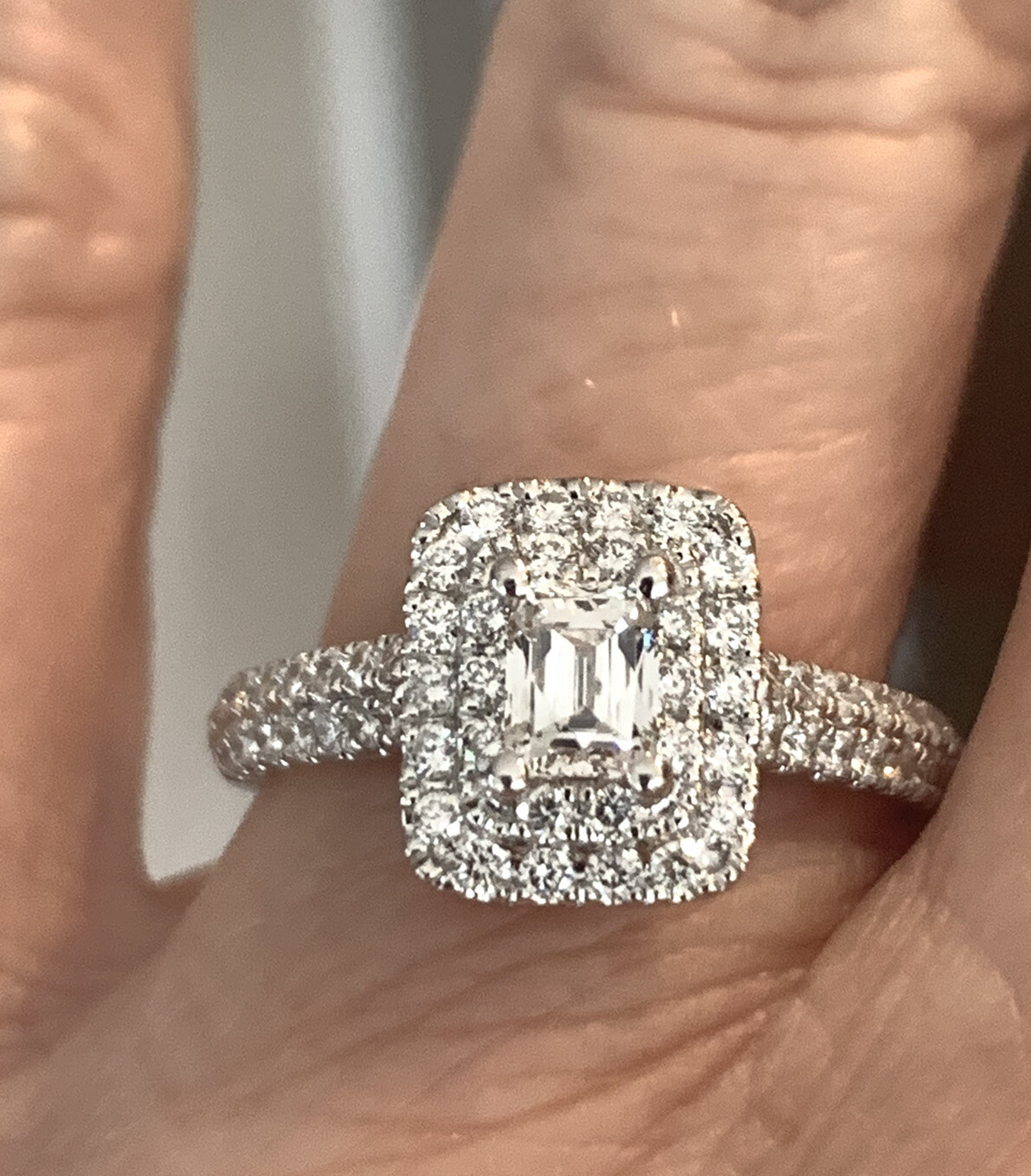 $5499 LEO GSI 1 CT Diamond Emerald Cut Diamond Halo Ring Certified PRISTINE Sz 7 | eBay