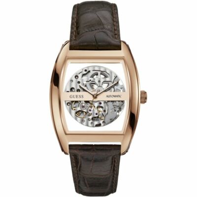 Guess Visionary Leather Strap Automatic Men's Watch W0188G2 | eBay