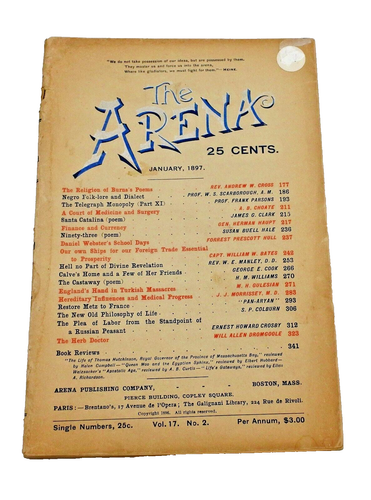 ARENA January, 1897 Englands Hand in the Turkish Massacres Armenians M ...