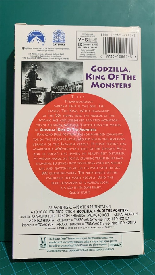 Godzilla - King of the Monsters ( VHS 1984 ) Toho Company ~ Paramount ...