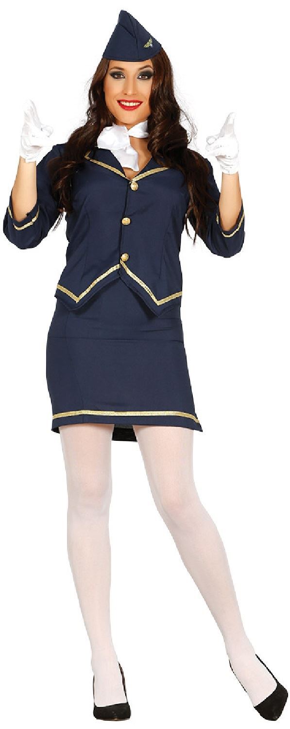 Ladies Air Hostess Fancy Dress Costume UK 8-10 | eBay