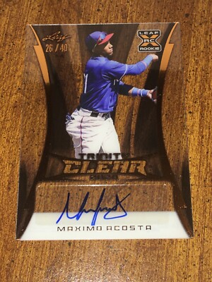MAXIMO MAX ACOSTA 2020 Leaf TRINITY CLEAR AUTOGRAPH #26/40 RANGERS ...