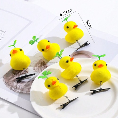 Kawaii 3D Little Yellow Duck Hair Clips Funny Cartoon Duck Hairpin ...