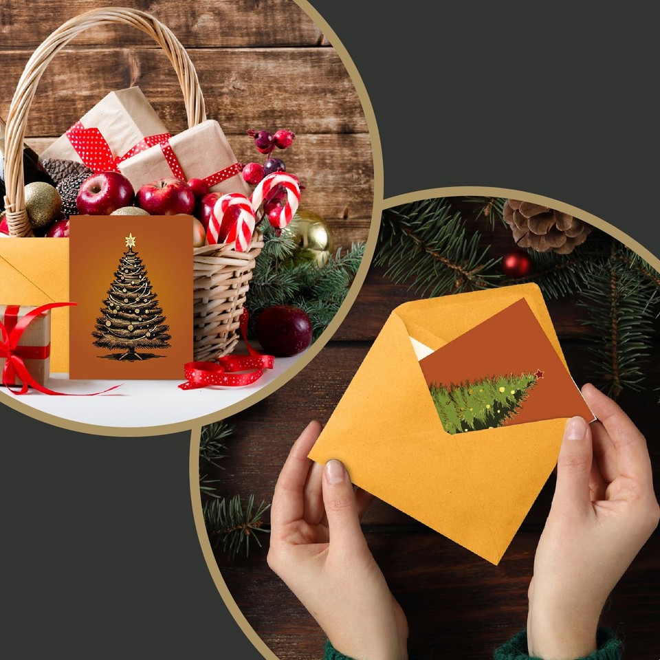 18 Boxed Merry Christmas Greeting Cards with Foiling, 5.75 x 4.25 Inch ...