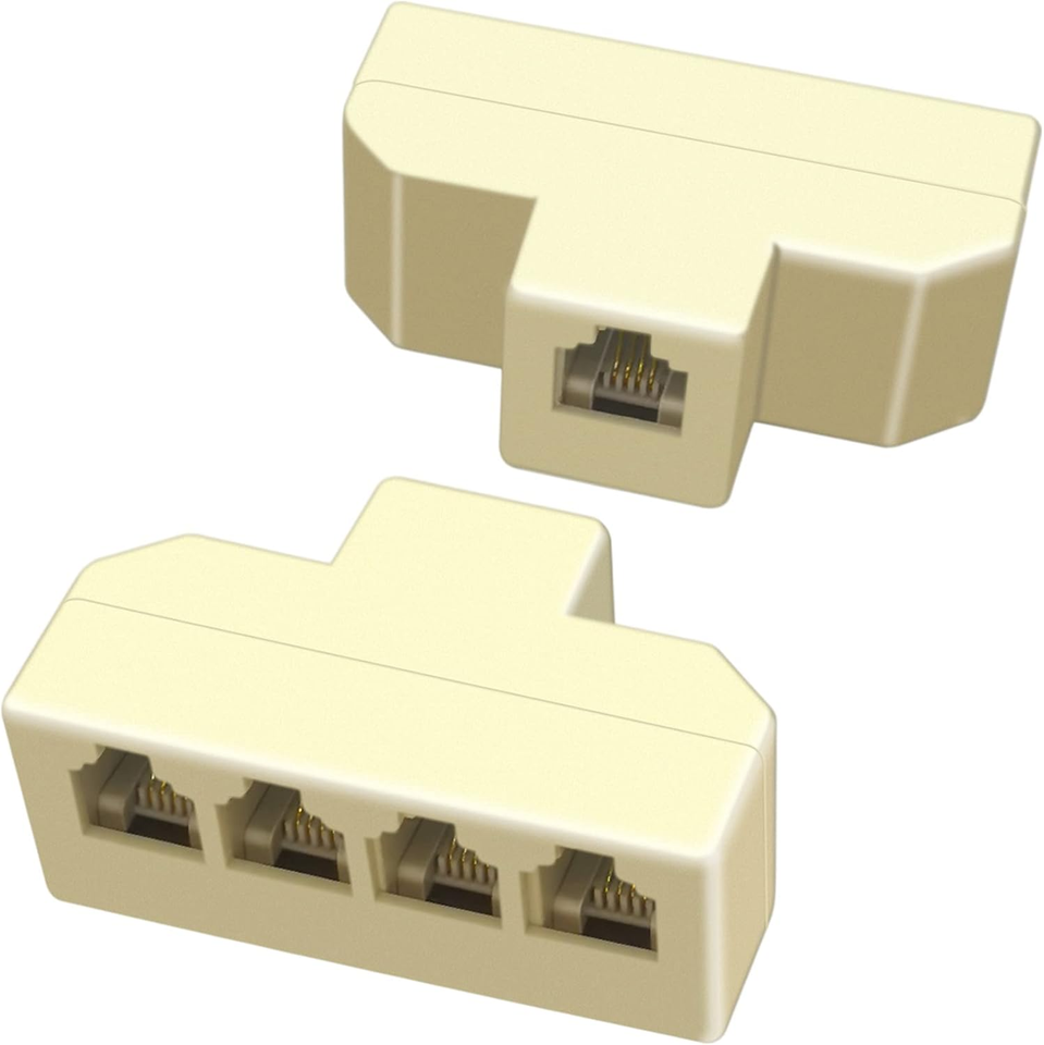 NECABLES 2Pack Phone Splitter 4 Way Telephone Adapter RJ11 6P4C 1 ...