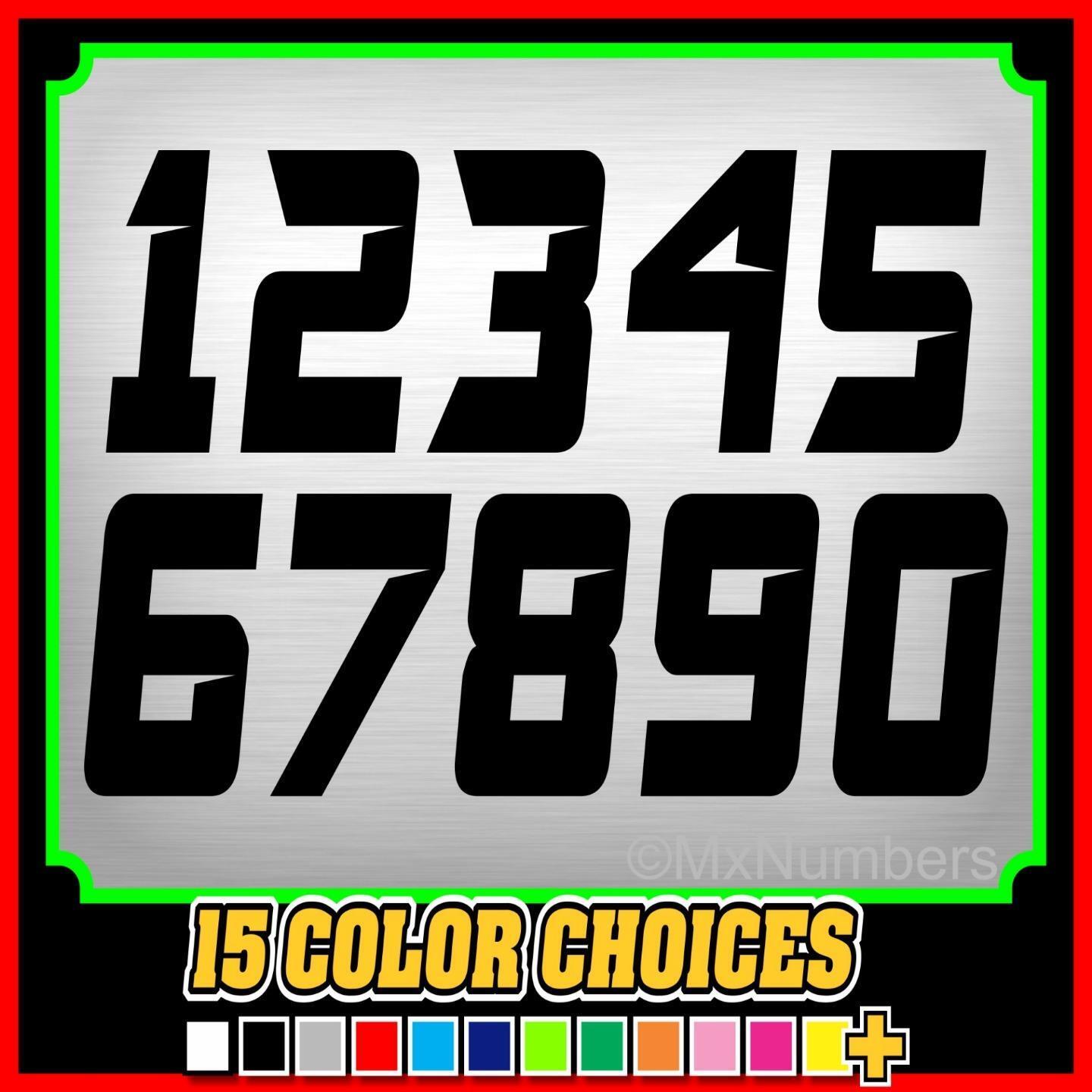 Dirt Bike Number Decals Motocross Plate Set Go Kart ATV MX RM CRF Race ...