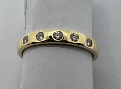 -18ct hall marked yellow gold brilliant cut diamond 5st rub over set ...