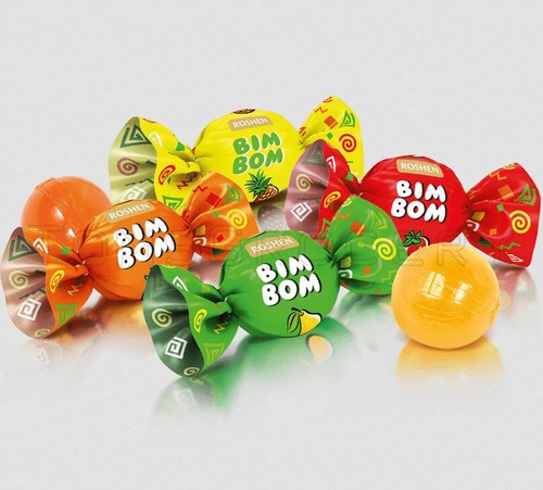 ROSHEN BIM BOM Hard Candy with Soft Chewy Filling Orange, Pear ...