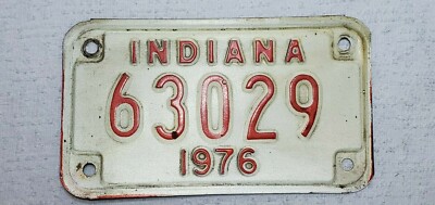 1976 INDIANA MOTORCYCLE LICENSE PLATE 63029 | eBay