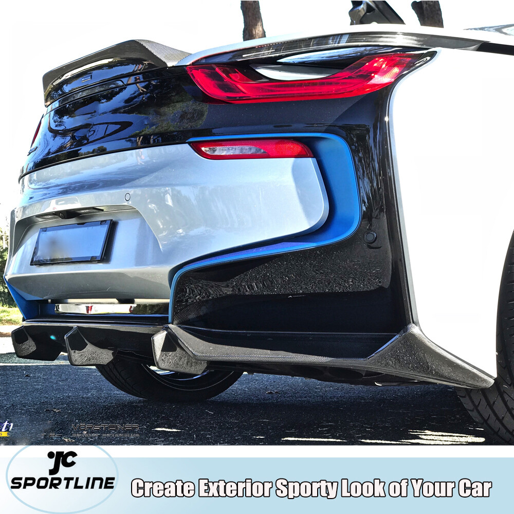 For BMW i8 2014-2018 Dry Carbon Fiber Rear Bumper Lip Diffuser Spoiler ...