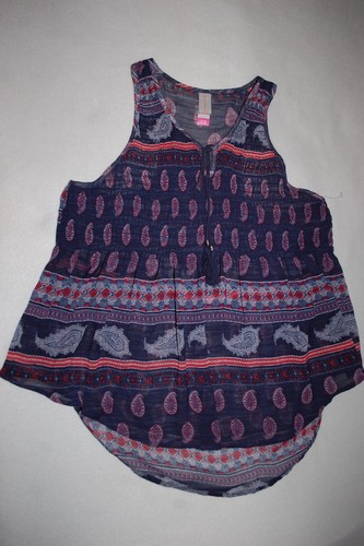 Jr Womens PAISLEY SHIRRED RACERBACK TANK TOP Sheer NAVY BLUE MAROON ...