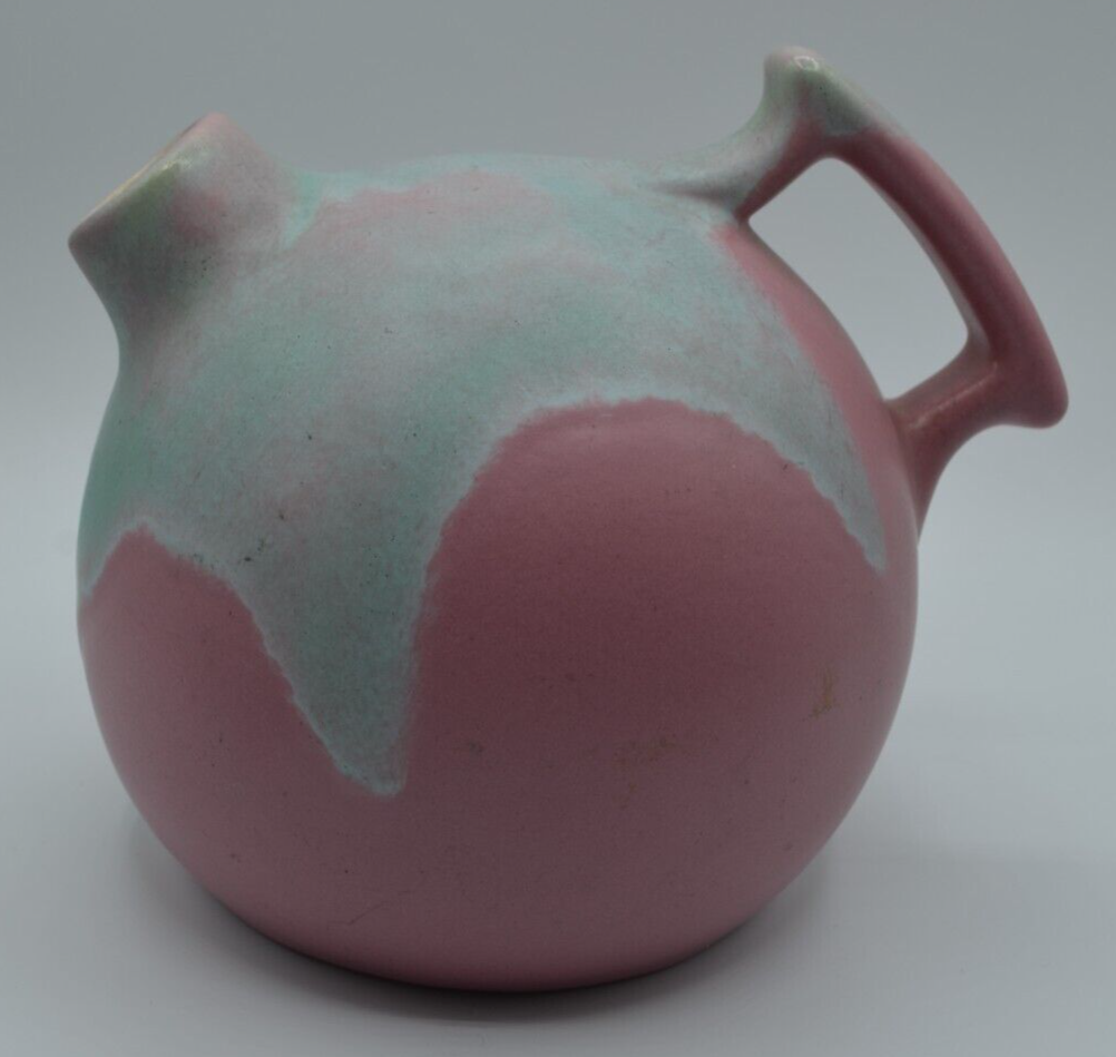 1930's Red Wing Pottery Rumrill Line Blue/Pink Drip Tilt Ball Pitcher ...