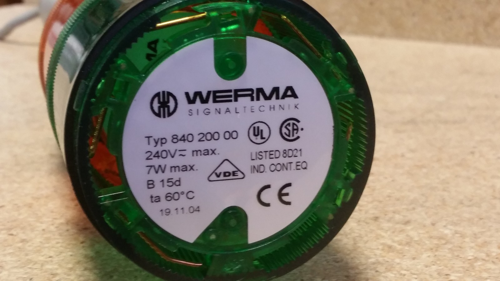 WERMA 3 Section Stack Light 84008000 w/ Base 15.5" Overall Height D127 ...