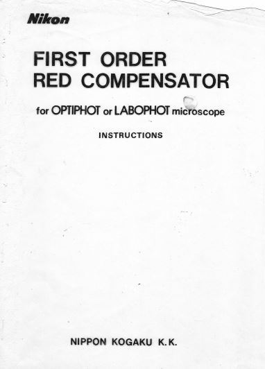 Nikon First Order Red Compensator Instructions for Labophot Optiphot on ...