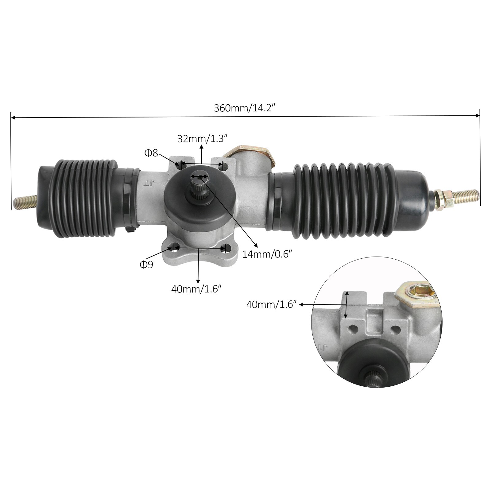 Power Steering Gear Shaft Rack Pinion DIY Go Kart ATV UTV Quad Drift ...